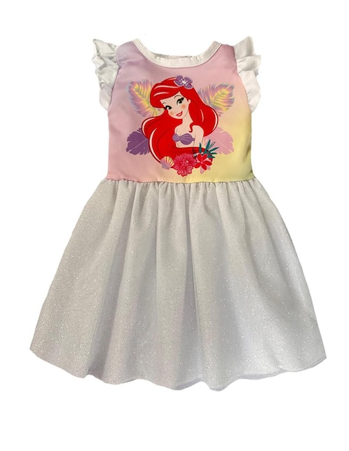 Vestido Disney Ariel manga volantes para niña 1