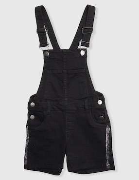 Overol short Piquenique de mezclilla para niña